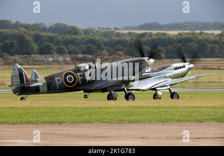 Supermarine Spitfires taking off to form the big wing flying display at ...