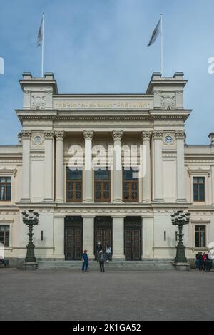 The entrance of the University Main Building of Lund University with ...