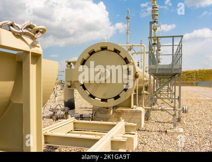 Gas pipeline with locking mechanism and service platform Stock Photo ...