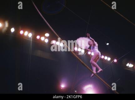 High wire balancer at Ringling Brothers Barnum and Bailey Circus, 1954 ...