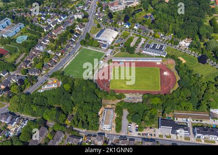 Aerial view, Dieter-Renz-Halle sports hall, Jahnstadion stadium ...