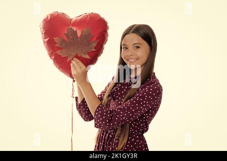 Valentines day sales. girl got heart balloon from valentine. love and ...