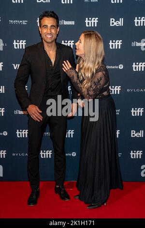 Al Mukadam and Ashley Bryant (R) attend the "Nightalk" Premiere during ...