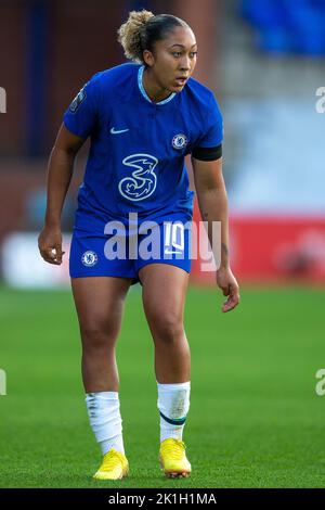 Lauren James #10 of Chelsea women F.C. during the pre-match warm-up ...