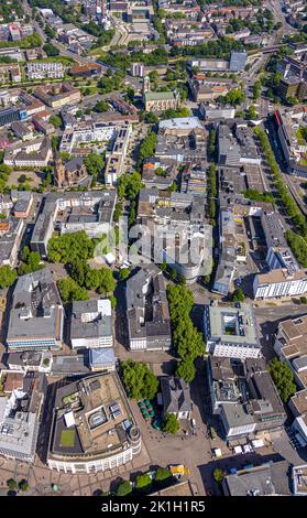 Aerial view, city with Kreuzeskirche and St. Gertrud church, city ...