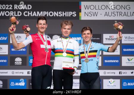 Remco Evenepoel of Belgium, bronze medalist in the elite men's individual time trial at the 2022 ...