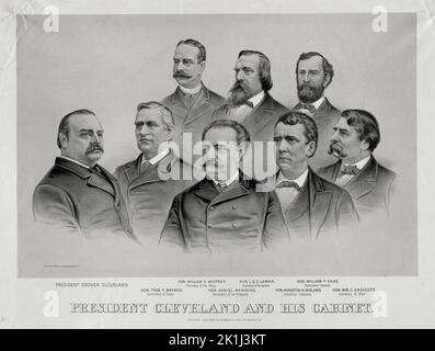 American President Grover Cleveland and his cabinet, 1893. Vintage USA ...