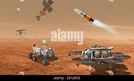 In this illustration, NASA's Perseverance Mars rover uses the Planetary ...