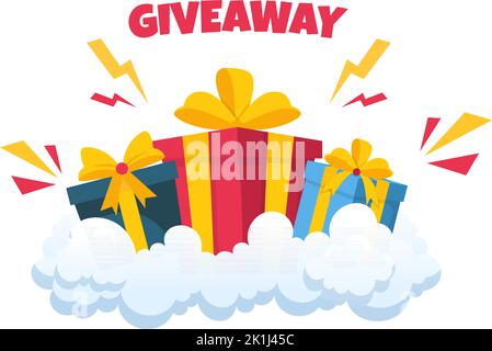 Giveaway Template Hand Drawn Cartoon Flat Illustration with Win a Prize ...