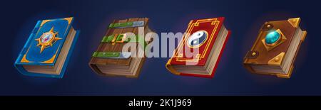 Old mystic books of magic spells, astrology and alchemy. Ancient ...