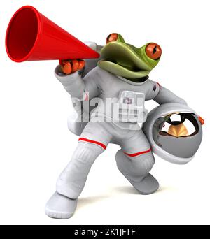 Fun 3D cartoon illustration of a comsmonaut frog Stock Photo - Alamy