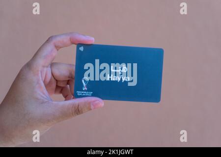 Doha, Qatar - September 18, 2022: Hayya Card is used for entry permit ...