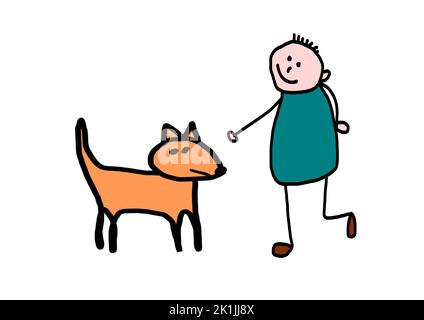 Kids drawing - best friends greetig card Stock Photo - Alamy