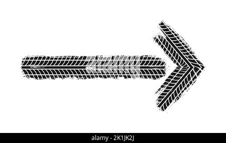 Auto tire tread grunge arrow. Car and motorcycle tire pattern, wheel ...