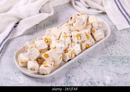 Turkish delight with milk. Turkish delight with pistachio and coconut ...