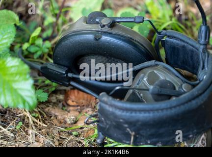 army headset and microphone with comms cable attached Stock Photo - Alamy