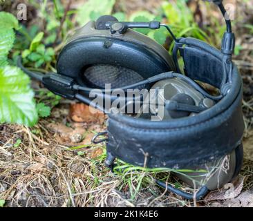 army headset and microphone with comms cable attached Stock Photo - Alamy