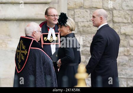 Zara and Mike Tindall arrive for the State Funeral of Queen Elizabeth ...