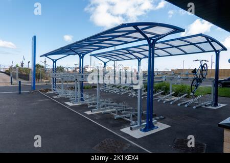 Brand new cycle racks at Great Yarmouth Marina Centre sea front Stock ...