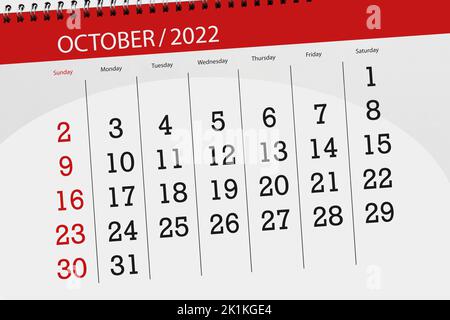 Calendar 2022, deadline, day, month, page, organizer, date, december ...