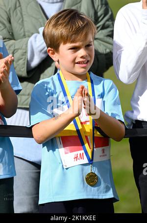 Prince Oscar with his medal after Prince Daniel's Race during the Pep ...
