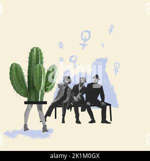 Protection of women's rights. Contemporary art collage. Surrealism ...