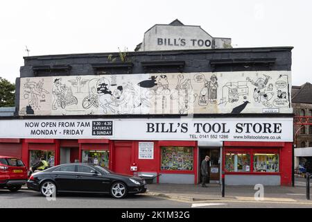 Bill's Tool store and Lobey Dosser mural at The Barras, Gallowgate ...