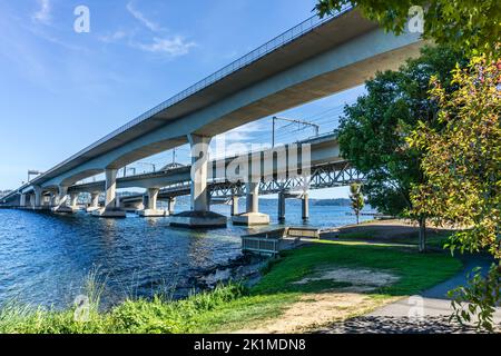 Beneath the Interstate 90 bridges in Seattle, Washington Stock Photo ...