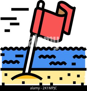 red flag beach summer line icon vector illustration Stock Vector Image ...