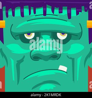 Scary Green Frankenstein Mask. Halloween Icon Vector Illustration Stock ...
