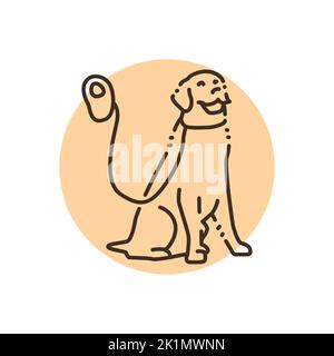 Golder retriever on a leash color line icon. Pictogram for web page ...