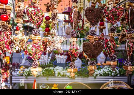 Heart and star shape at the christmas market in Munich, Germany Stock ...