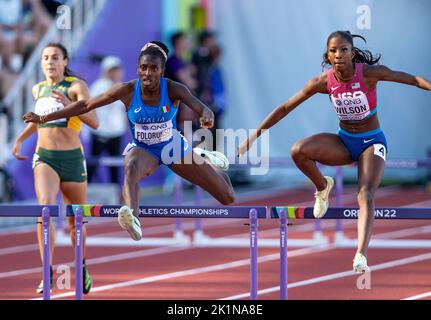 Britton Wilson of the USA competing in the women’s 400m hurdles at the ...