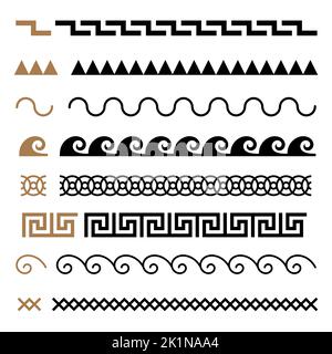 Greek motives vector symbols borders, frames set. Greek key elements ...