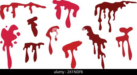 Set of 5 colors of blood, streaks of blood on a white background ...