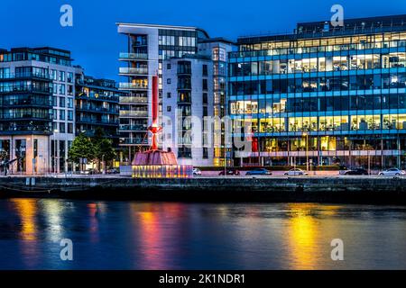 Red Diving bell at night Dublin Ireland Stock Photo - Alamy