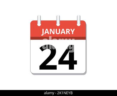 January, 24th calendar icon vector, concept of schedule, business and ...