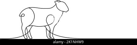 Continuous one line drawing. Sheep in modern minimalistic style. Vector ...