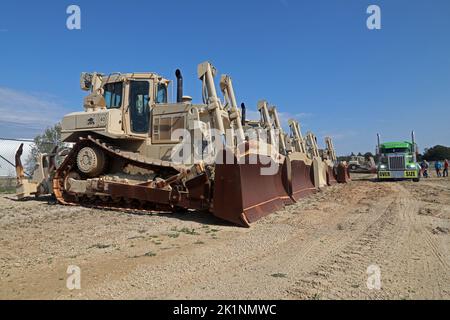 Seven D7RII Dozers which belong to the 317th Engineer Company, 327th ...