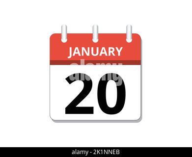 January, 20th calendar icon vector, concept of schedule, business and ...