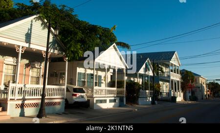 USA Florida Keys Row of houses once lived in by Cuban Cigar Makers Key ...