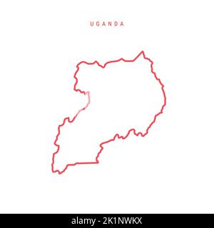 Simple outline map of Uganda, vector silhouette in sketch line style ...