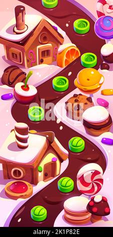 Candy land mobile game design elements isolated on white background ...