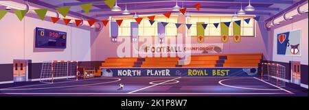 School gym, court interior with equipment. Sports arena for team games ...