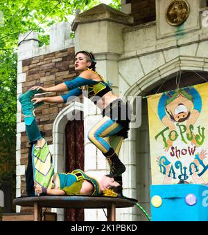 Topsy Turvy Show, 2 women acrobats performing at Maryland Renaissance ...