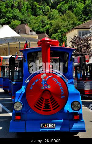 Tourist train for city sightseeing, Vaduz, Liechtenstein, Europe Stock ...