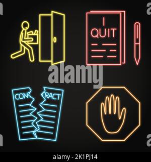 Resignation letter icon set in flat and line style. Document with I ...