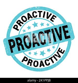 PROACTIVE text written on black red sticker stamp Stock Photo - Alamy