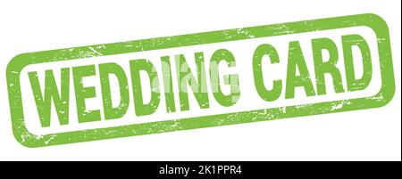WEDDING CARD text written on blue zig-zag stamp sign Stock Photo - Alamy