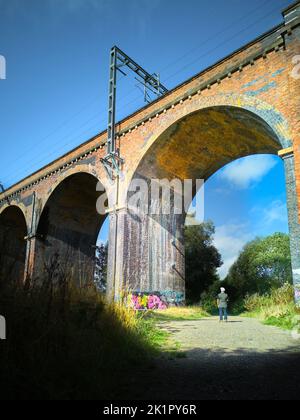Victorian brick built railway viaduct archways across the Bourne Valley ...